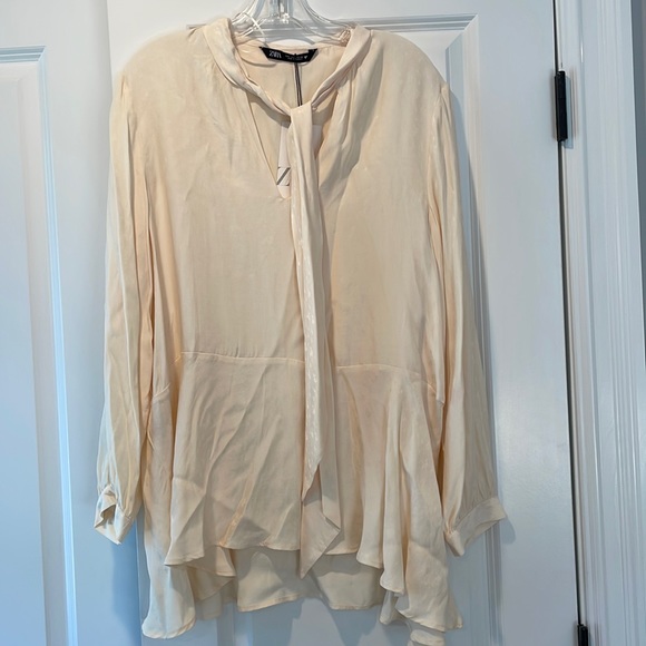 Zara | Tops | Nwt Zara Tie Neckline Tunic | Poshmark